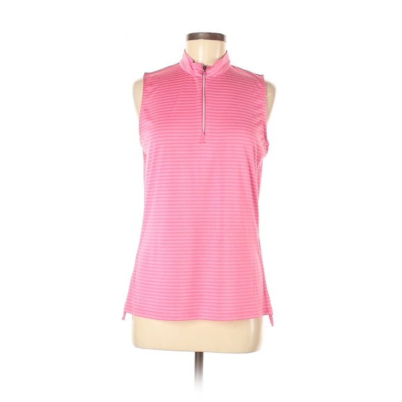 PGA Tour | Tops | Pga Tour Pink Striped Golf Sleeveless Top With Zipper ...